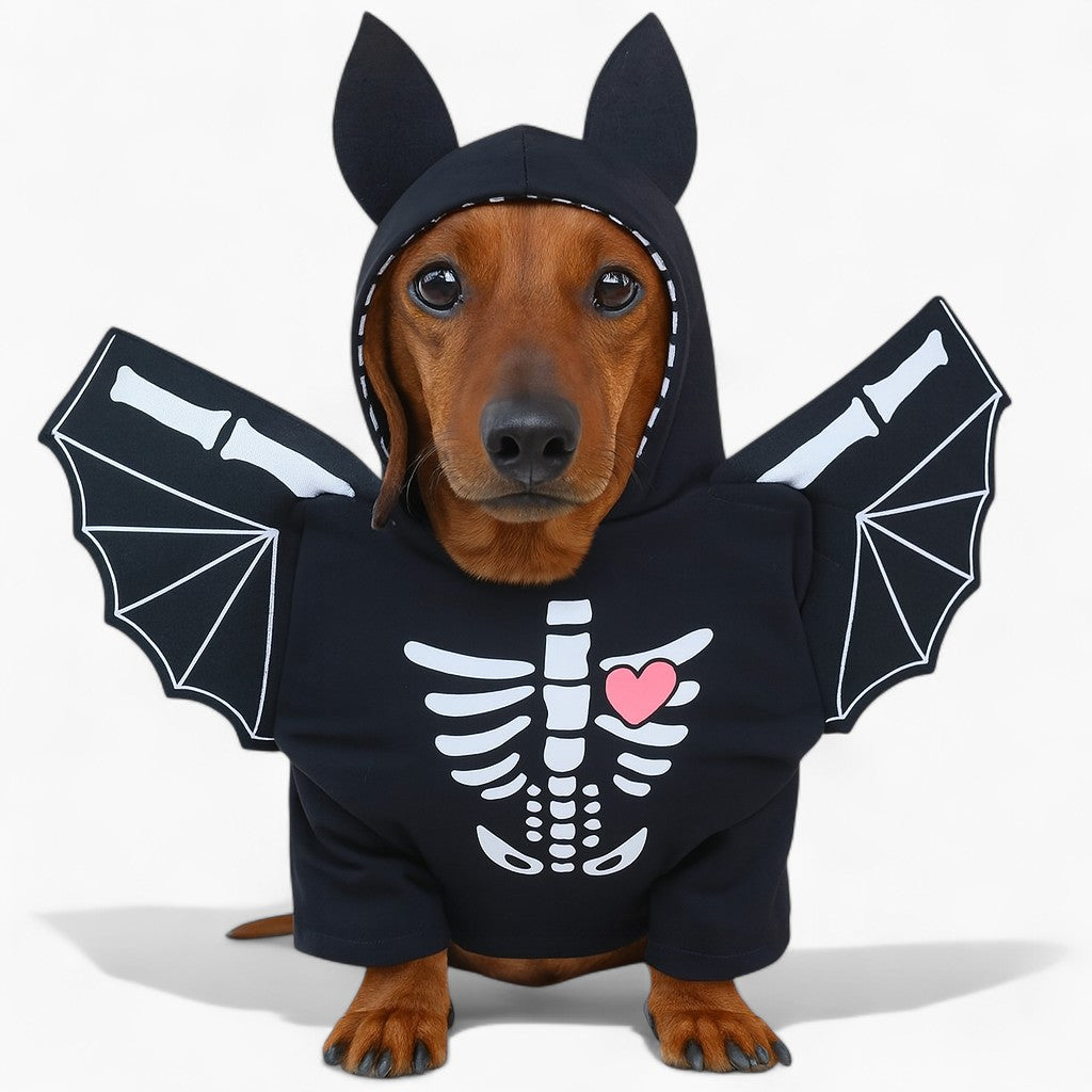 BatSkull Dachshund Skeleton Costume – Funny Halloween Bat Outfit ...