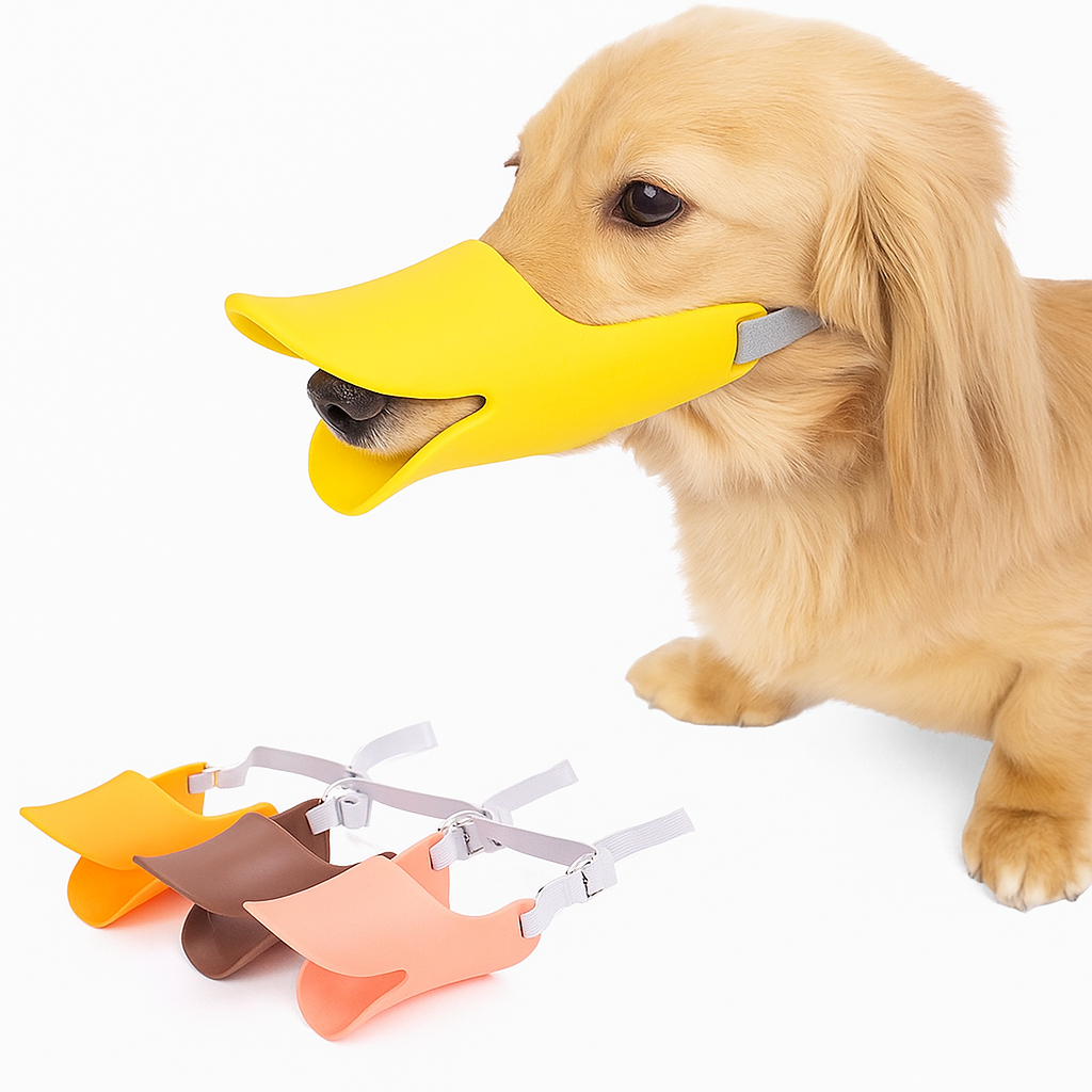 Dachshund Silicone Muzzle – Duck-Shaped Anti-Bite No-Bark Mouth Cover ...