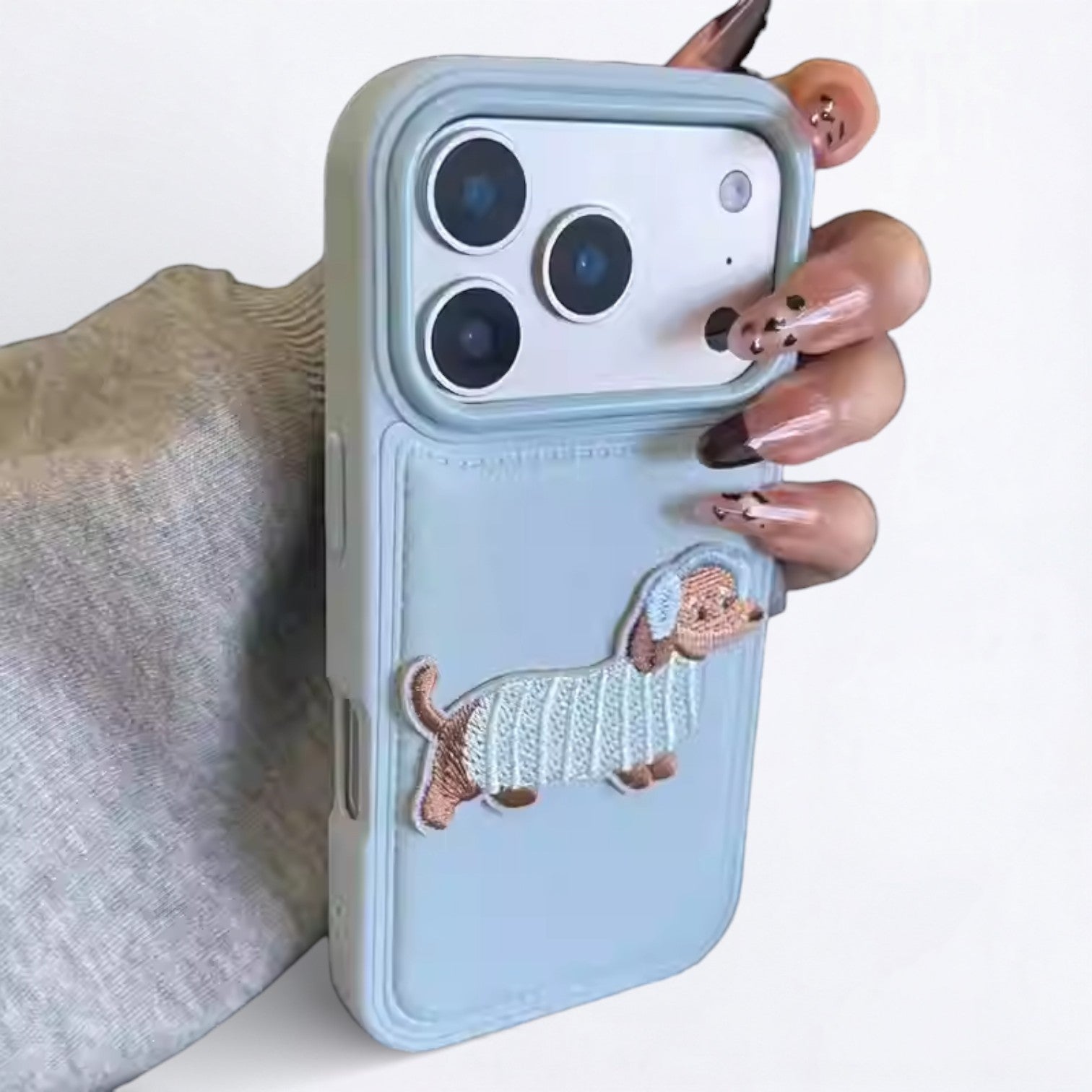 DoxiTune Dachshund Embroidered iPhone Case – Cute Plush Cartoon Protec ...