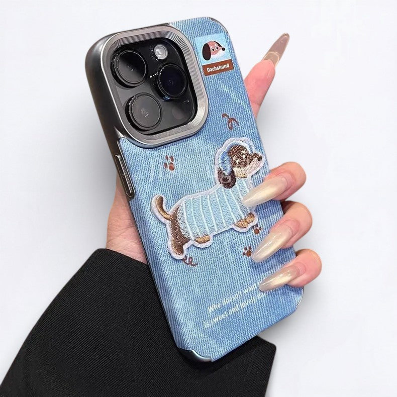 DenDoxi Dachshund Denim iPhone Case – Cute Puppy Anti-Drop Protective ...