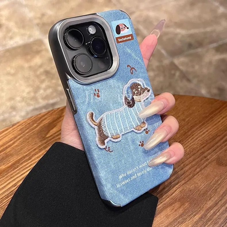 DenDoxi Dachshund Denim iPhone Case – Cute Puppy Anti-Drop Protective ...